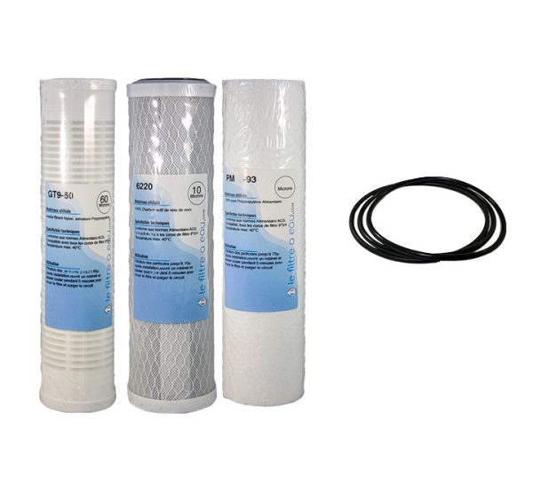 Kit de cartouches pour Skid Ecostream 1 - 9''3/4 + 3 joints de cuve de ...